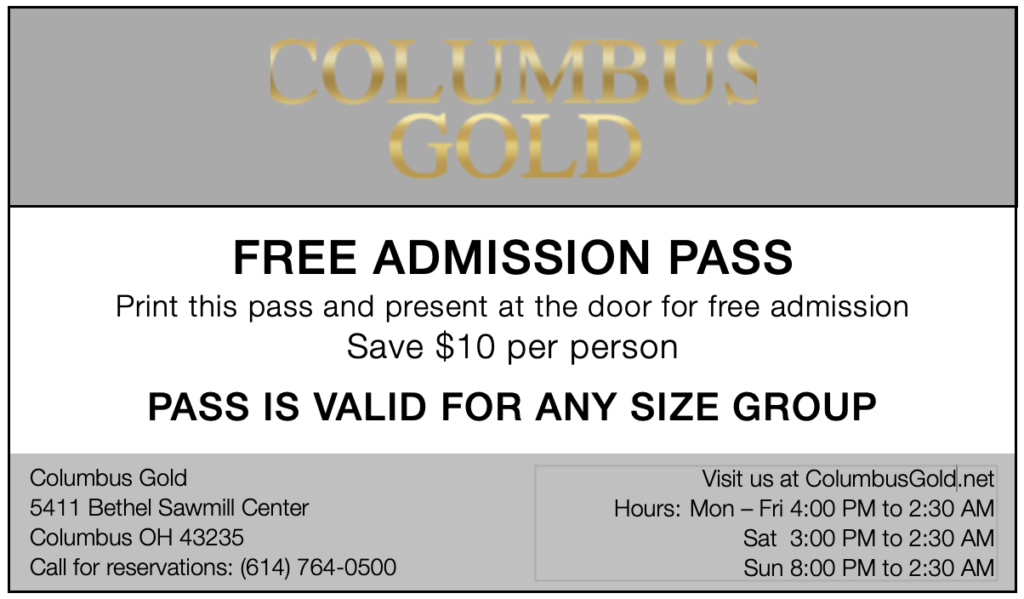 Free Admission Pass | Columbus Gold